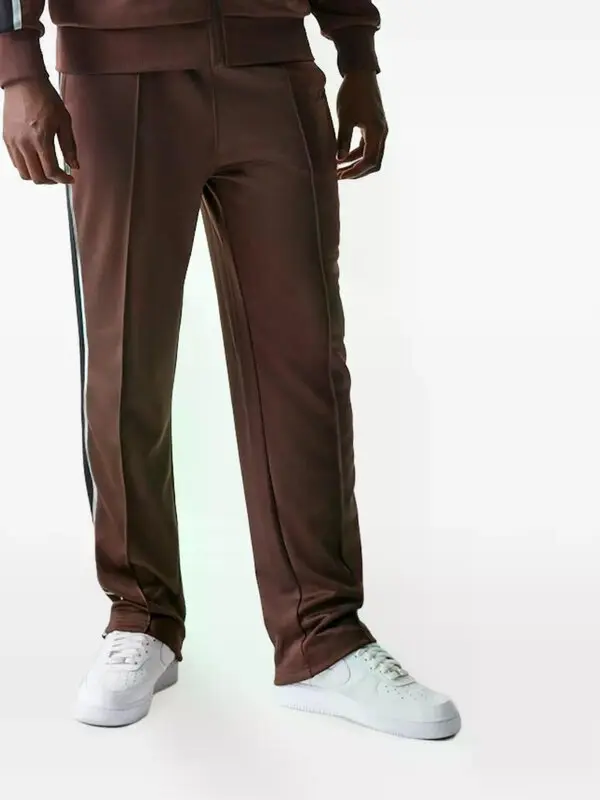 New Era Script-embroidered Side-stripe Track Pants - Brown