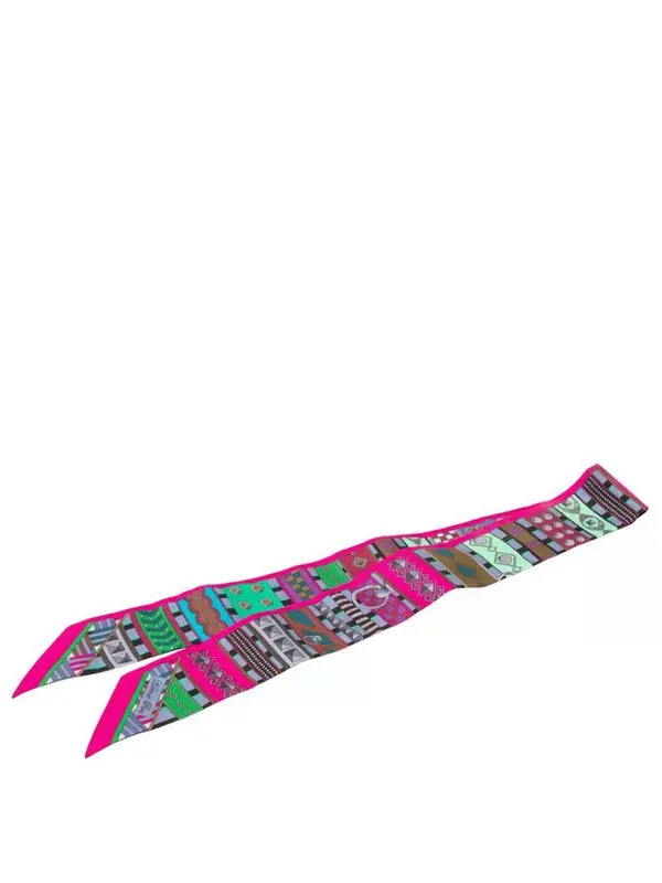 Hermès 2000-2026 Colliers De Chiens Silk Twilly Scarf Scarves - Pink