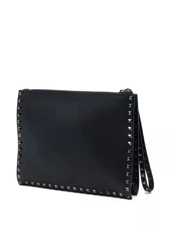 Valentino Garavani 2018-2026 Leather Rockstud Untitled Wristlet Clutch Bag - Black
