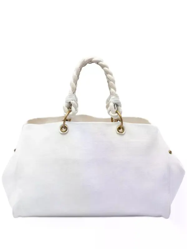 Bottega Veneta 2012-2026 Canvas Braided Tote Bag - White