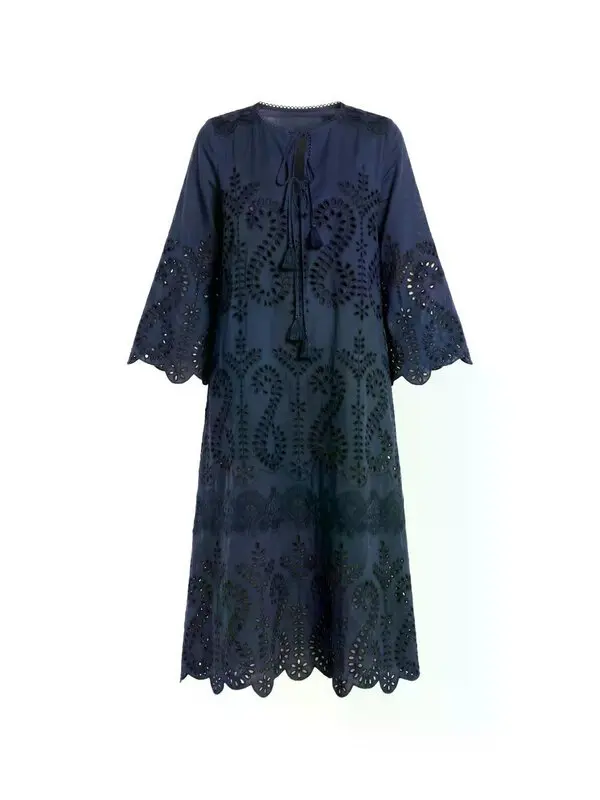 CHRISTY LYNN Norah Embroidered Eyelet Midi Dress - Blue