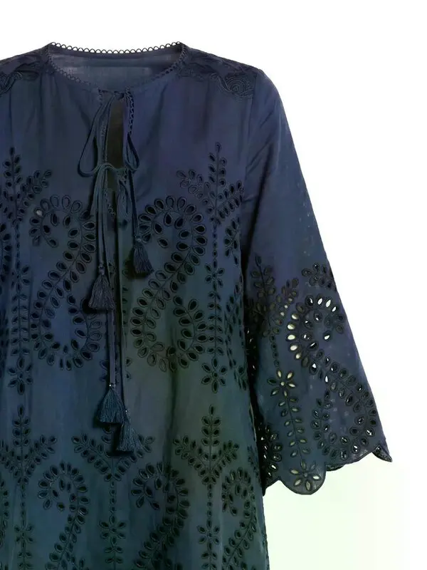 CHRISTY LYNN Embroidered Eyelet Midi Dress - Blue
