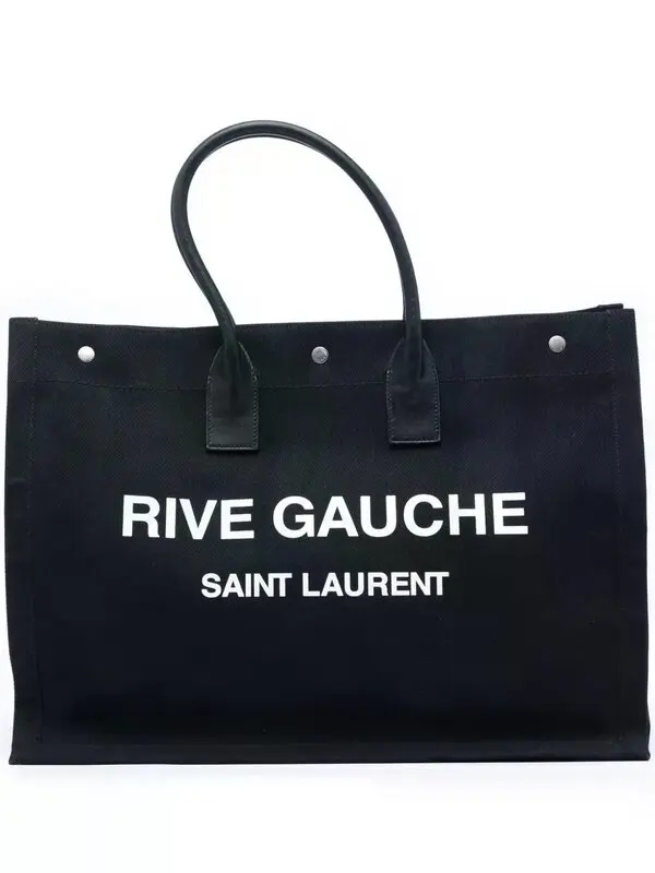 Saint Laurent 2021 Large Canvas Rive Gauche Tote Bag - Black