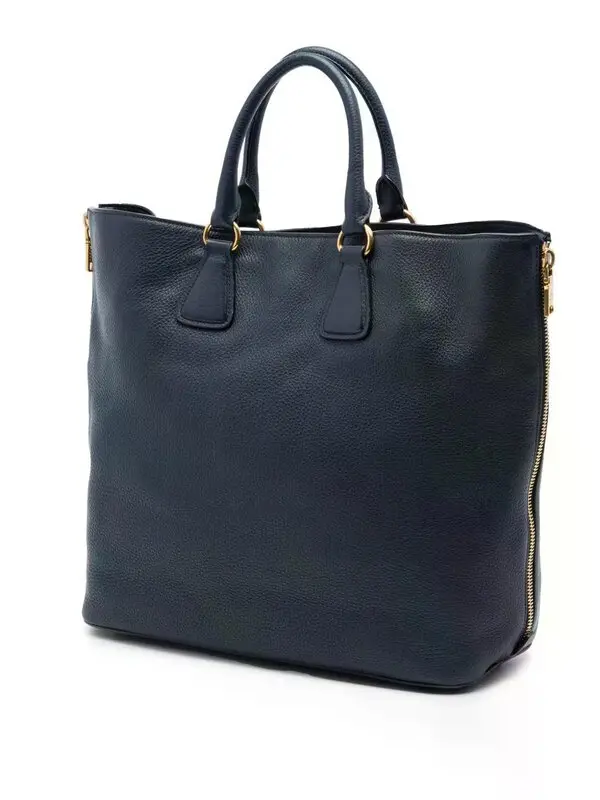 Prada Vitello Daino Convertible Tote Satchel - Blue