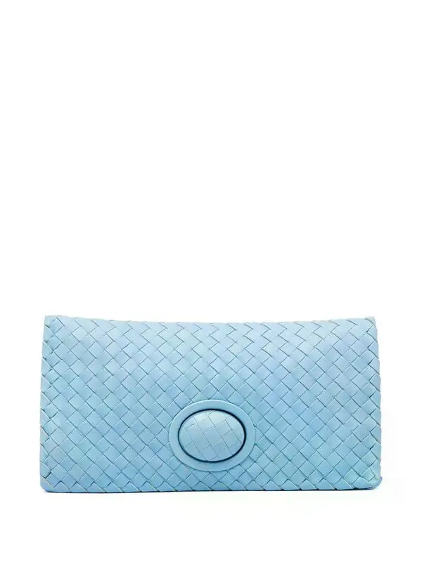 Bottega Veneta 2012-2026 Nappa Intrecciato Turn Lock Clutch Bag - Blue