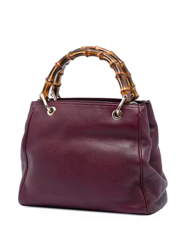 Gucci Calfskin Bamboo Shopper Satchel - Purple