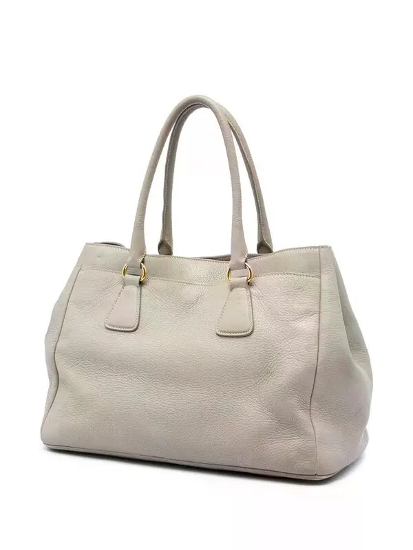 Prada 2010-2026 Vitello Daino Open Convertible Tote Satchel - Grey