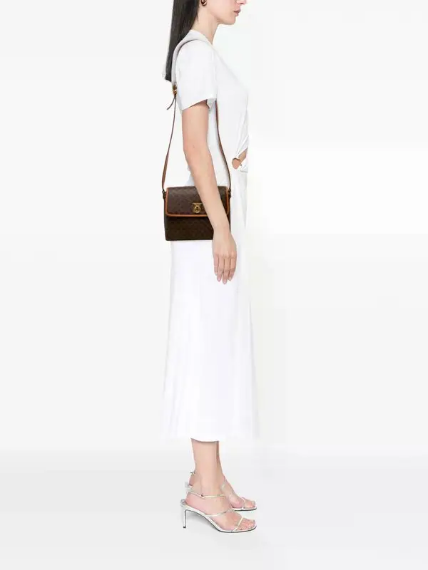 Celine 2014 Macadam Coated Canvas Crossbody Bag - Brown