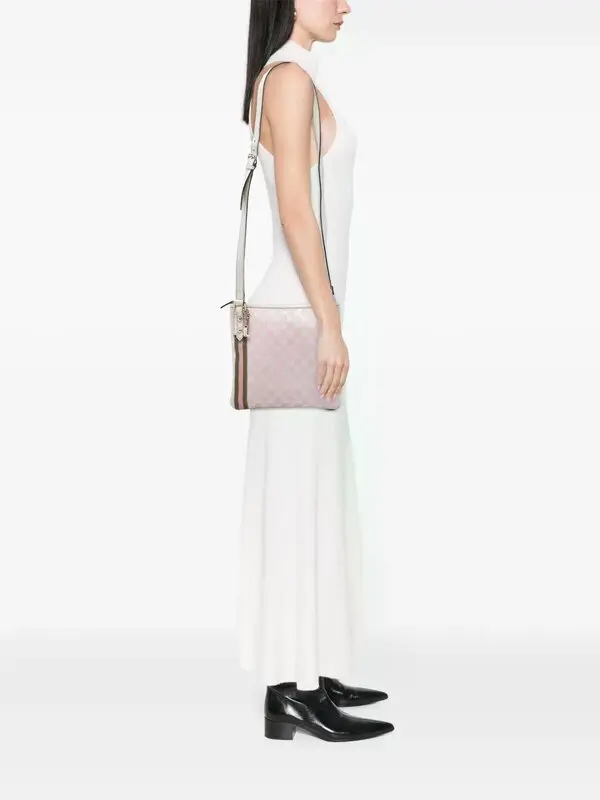 Gucci 2000-2015 Gg Canvas Web Jolicoeur Crossbody Bag - Pink