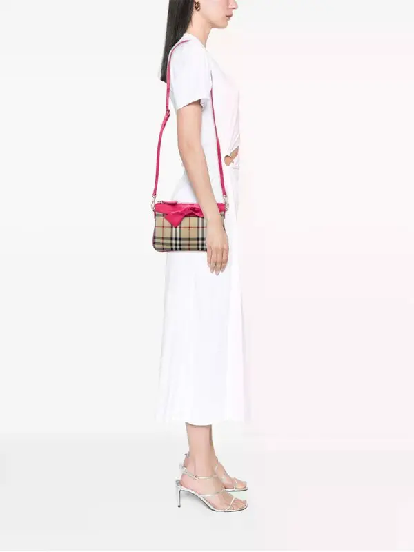 Burberry Haymarket Check Nylon Peyton Bow Tie Crossbody Bag