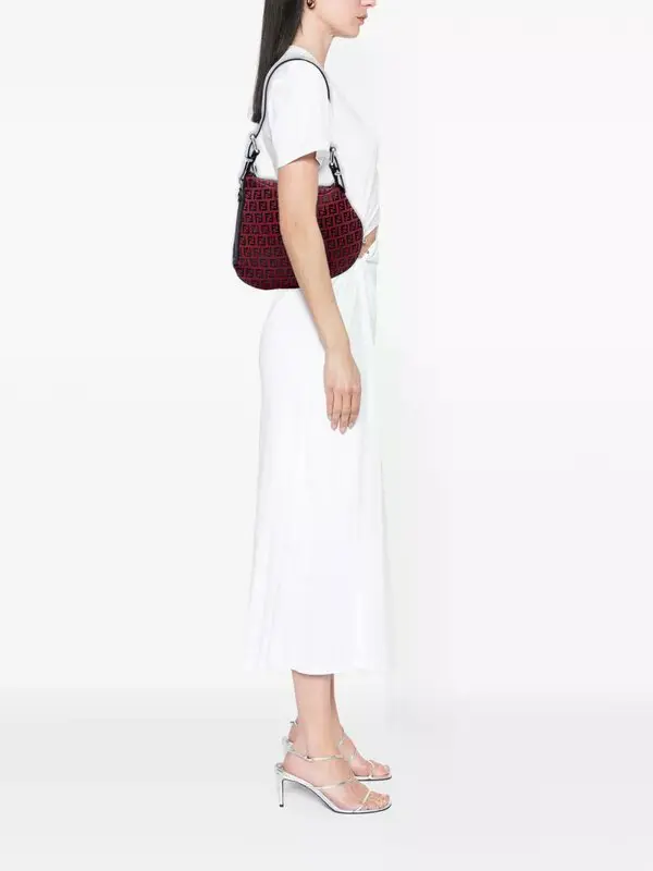 Fendi 2000-2010 Zucchino Canvas Oyster Hobo Bag - Red