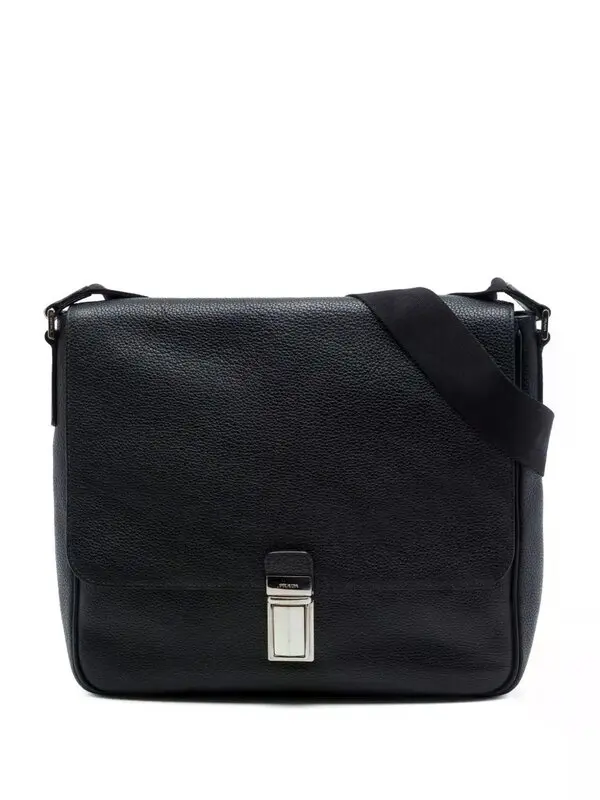 Prada 2013-2026 Vitello Phenix Flap Crossbody Bag - Black