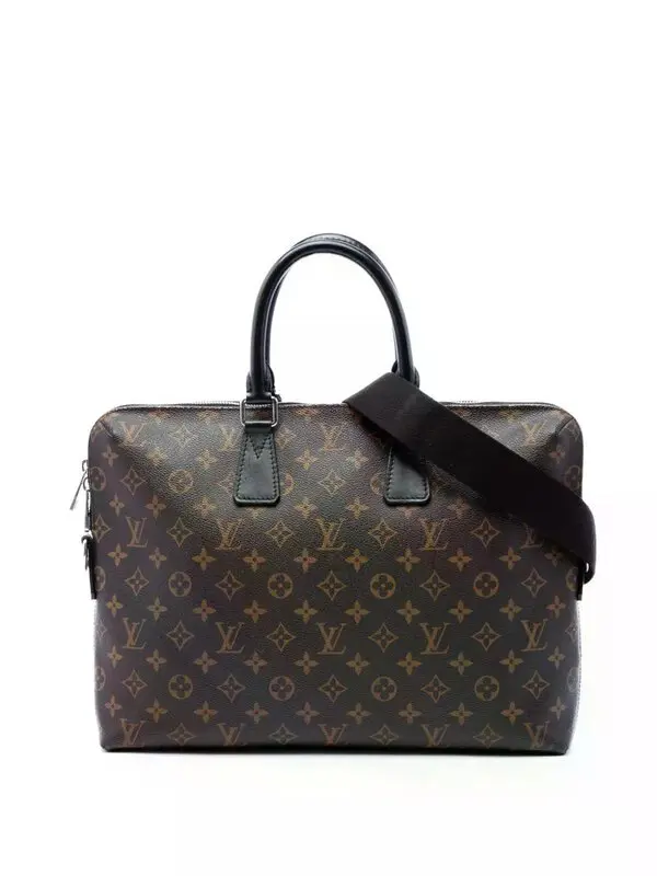 LOUIS VUITTON 2014 Monogram Macassar Porte Documents Jour Business Bag - Brown