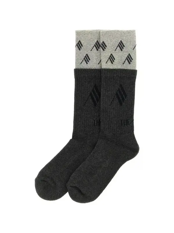 Attico Double-layer Logo-intarsia Socks - Grey