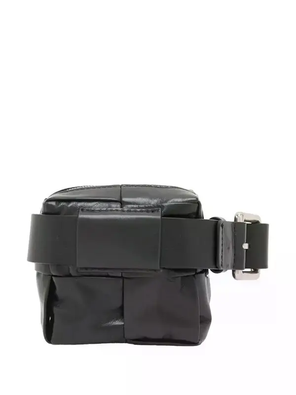 Bottega Veneta 2000-2026 Paper Calfskin Intrecciato Cassette Belt Bag - Black