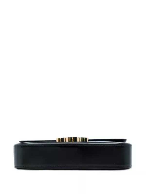 Celine 2021 Shiny Calfskin Triomphe Claude Shoulder Bag - Black