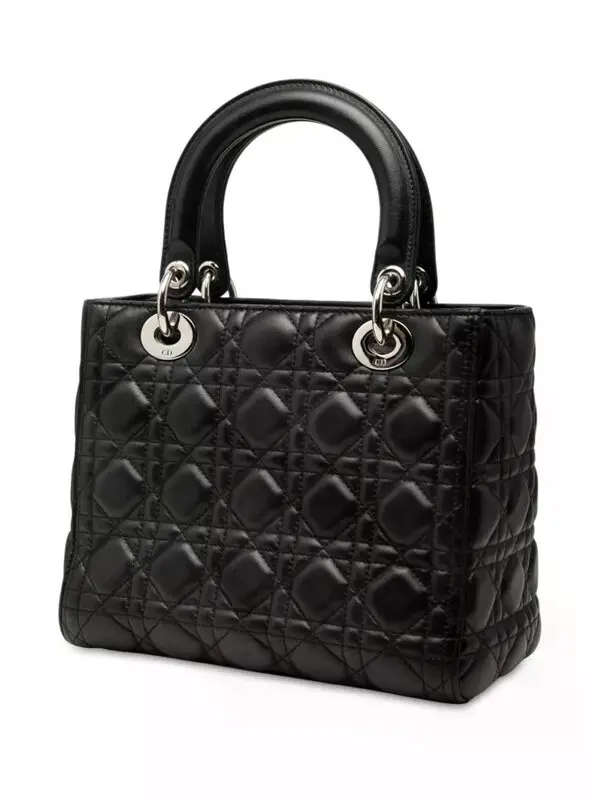 Dior Medium Lambskin Cannage Lady Satchel - Black