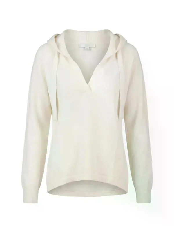 Malo Cashmere V-neck Hoodie - Neutrals