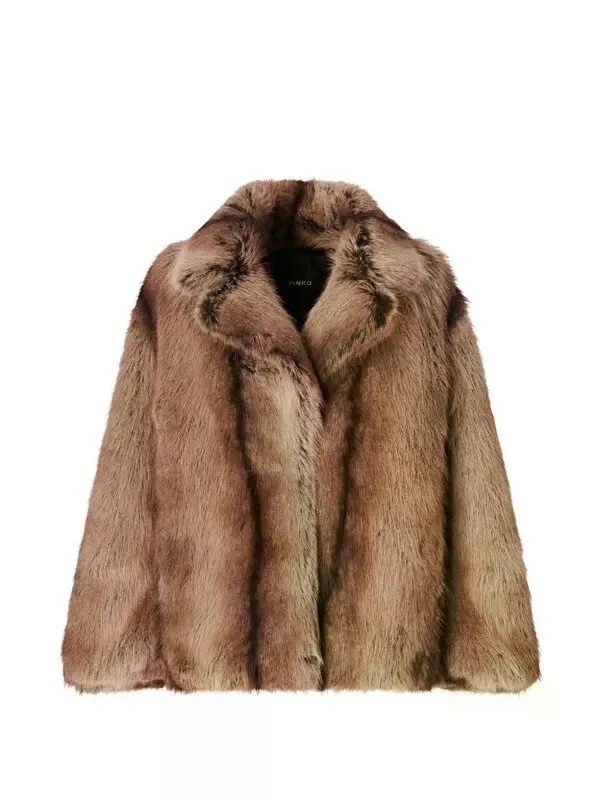 Pinko Faux-fur Notch-lapels Coat - Brown