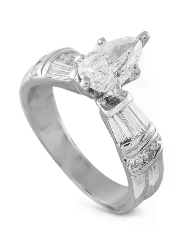 LB EXCLUSIVE Platinum Marquise-cut Diamond Ring With Rond-cut Diamonds