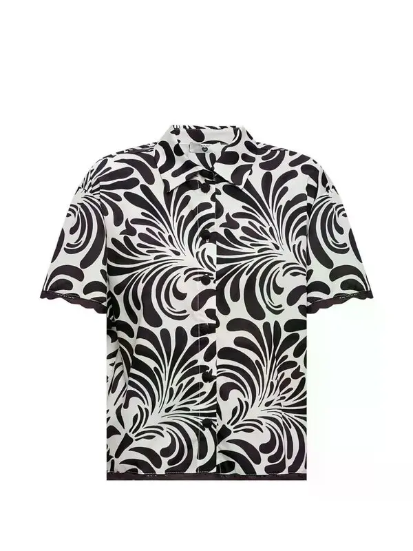 TWINSET Abstract-print Lace-trim Shirt - White