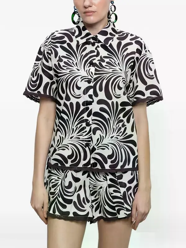 TWINSET Abstract Print Lace-trim Shirt