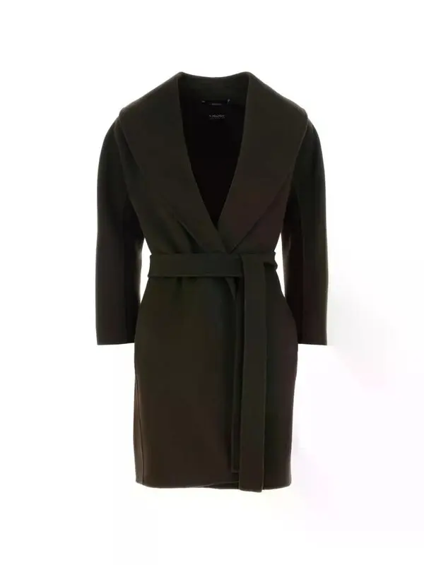 Max Mara Messi Virgin-wool Belted Coat - Green