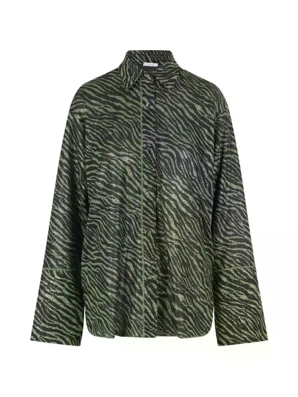 Oseree Lumière Animal-print Shirt - Black