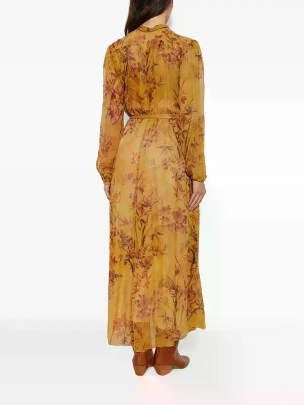 FORTE_FORTE Botanical Motif Tie-neck Maxi Dress