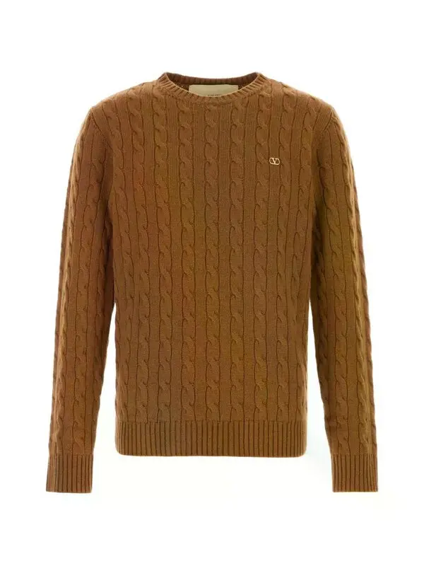 Valentino Garavani Cable-knit Vlogo Sweater - Brown