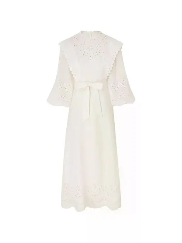 Zimmermann Broderie Anglaise-trimmed Linen Maxi Dress - White