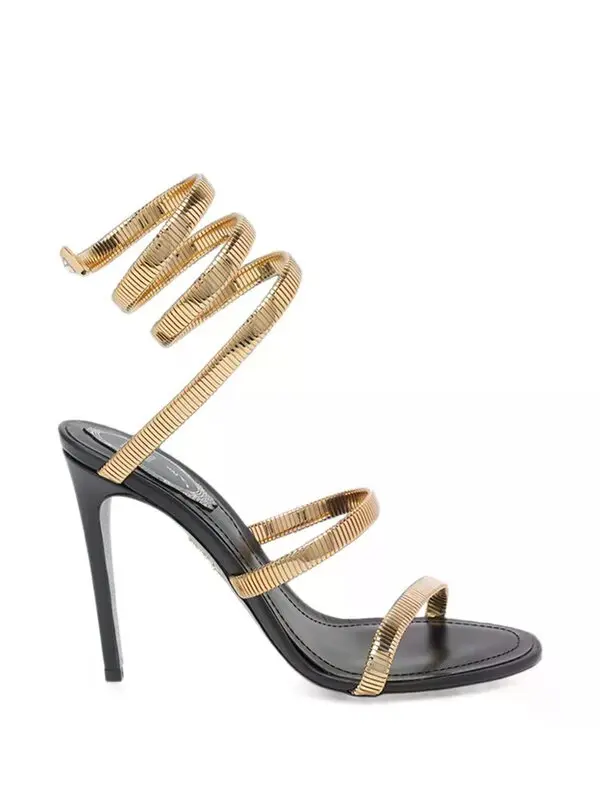 Rene Caovilla Juniper Spiral-strap Heeled Sandals - Gold
