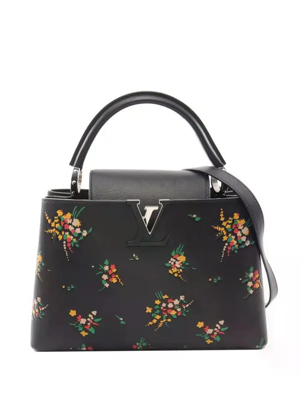 LOUIS VUITTON 2016 Calfskin Blossom Capucine Pm Satchel - Black