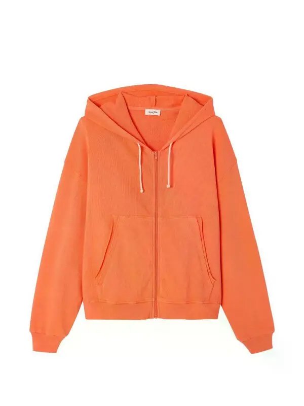American Vintage Zip-up Raw-edge Hoodie - Orange