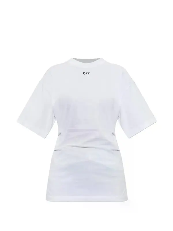 Off-White Off Stamp Logo-print Pleated T-shirt - White