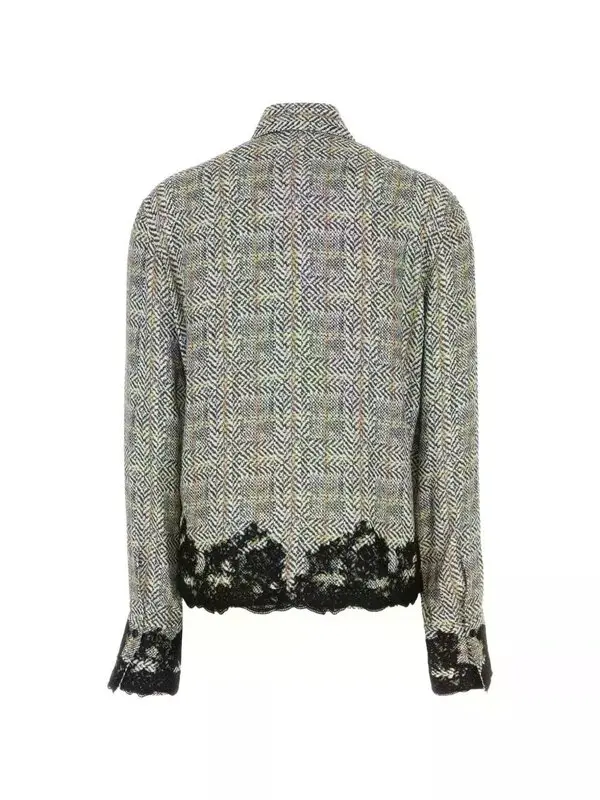 Ermanno Scervino Lace-trim Herringbone Shirt - Grey