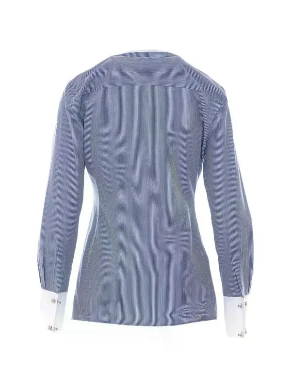 Pinko Striped Embroidered-logo Shirt - Blue