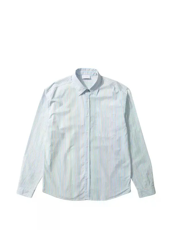 EDMMOND STUDIOS Striped Patch-pocket Shirt - Blue