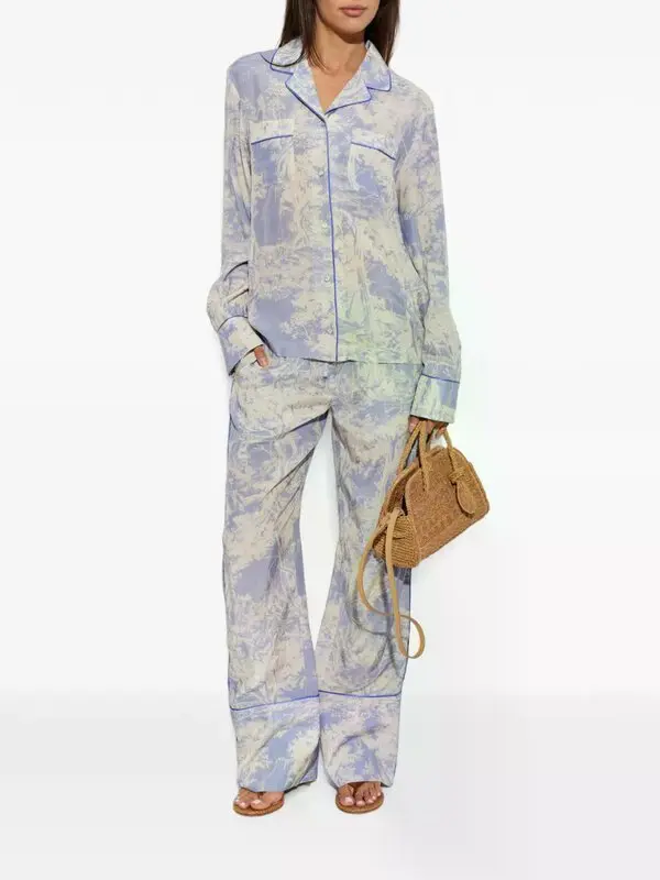 Off-White Landscape Printed Wide-leg Trousers