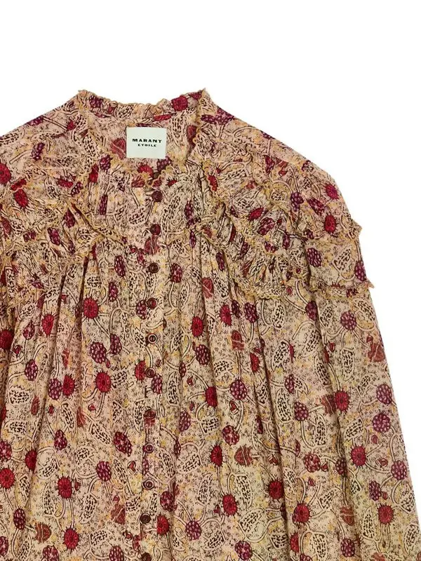 MARANT ETOILE Christa Floral Print Ruffled Shirt - Neutrals