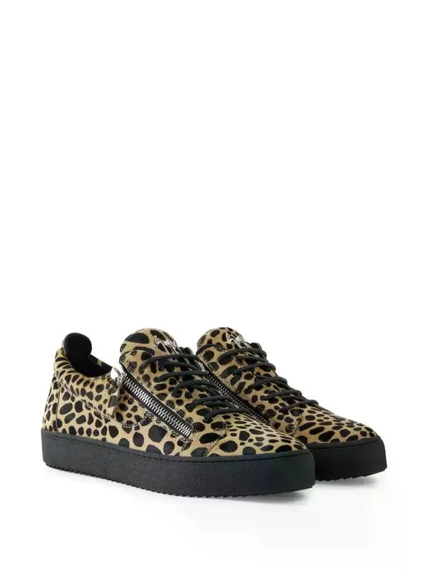 GIUSEPPE ZANOTTI Frankie Low Top Leopard Print Pony Hair Sneakers - Neutrals