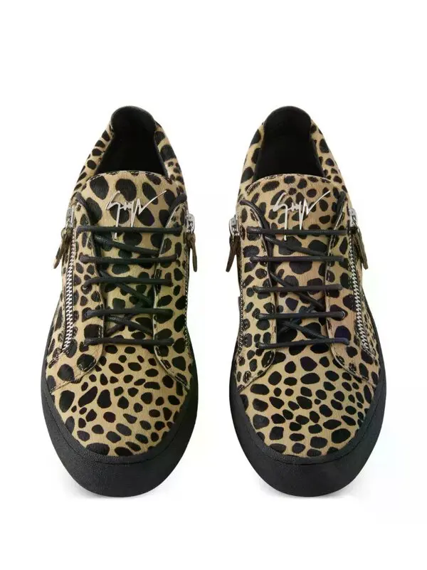 GIUSEPPE ZANOTTI Frankie Low Top Leopard Print Pony Hair Sneakers - Neutrals