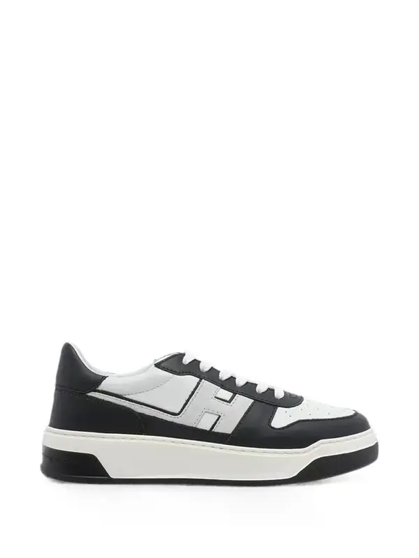 Hogan Logo-patch Panelled Leather Sneakers - Black