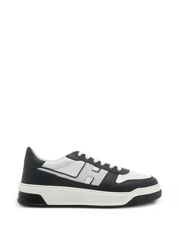 Hogan Logo-patch Panelled Leather Sneakers - Black