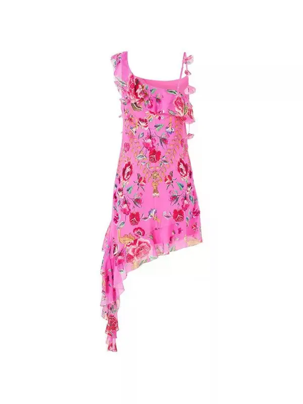 Camilla Asymmetric-hem Ruffled Mini Dress