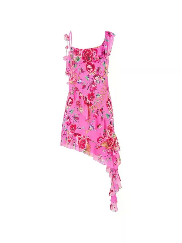 Camilla Asymmetric-hem Ruffled Mini Dress