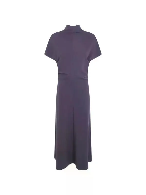 DRHOPE High-neck Gathered-waist Midi Dress - Purple
