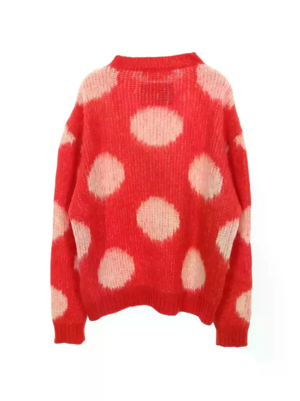 Marni Fuzzy Wuzzy Mohair Polka Dot Sweater - Red