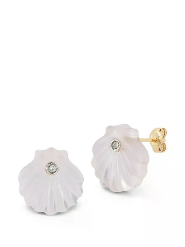 Mateo Venus Carved Shell Diamonds Earrings