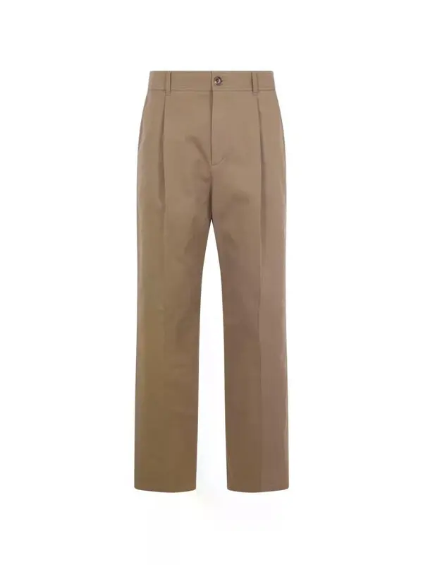 Valentino Garavani Pleated Logo-embroidered Trousers - Neutrals